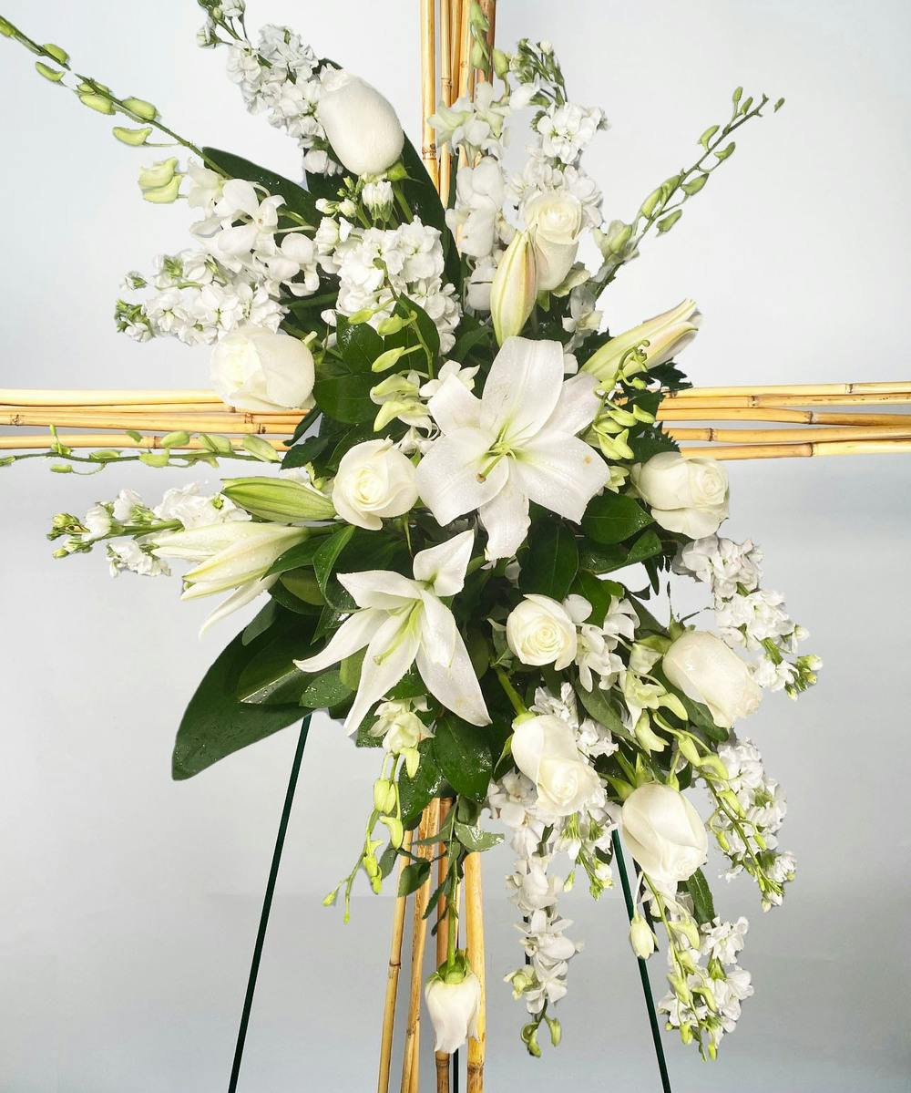 River Cane Cross | Birmingham Religious Funeral Flowers
